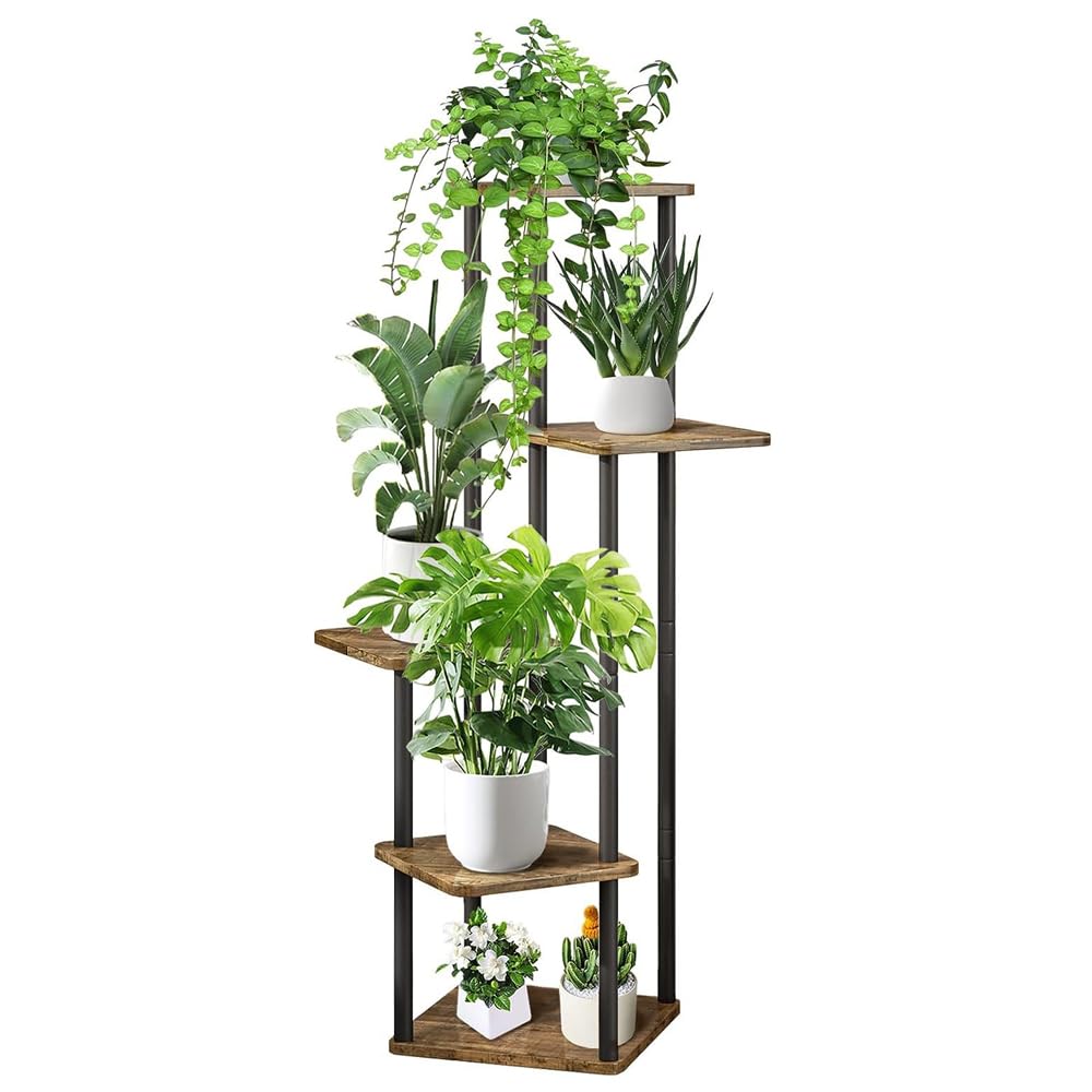 Corner Plant Stand Indoor, FOME 5 Tier Metal Plant Stand for Multiple ...