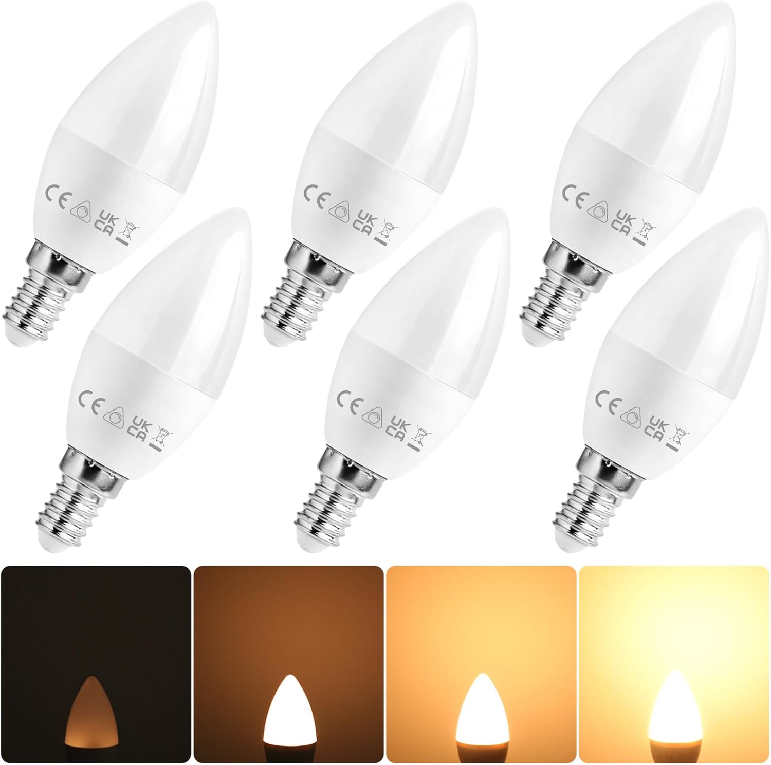 Nottac E14 Dimmable LED Light Bulb, Edison Screw SES Candle Bulbs Small ...