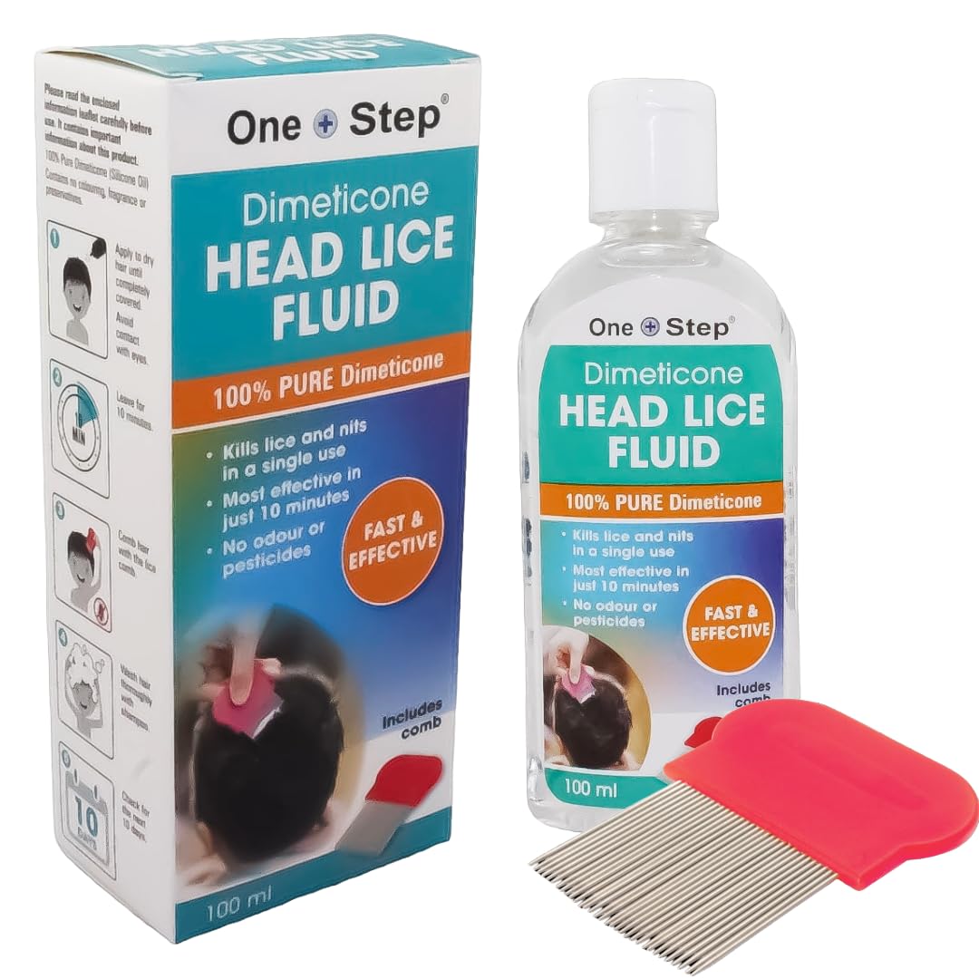 One Step: Dimeticone Head Lice Treatment 100ml – Lice and Nit Removal ...