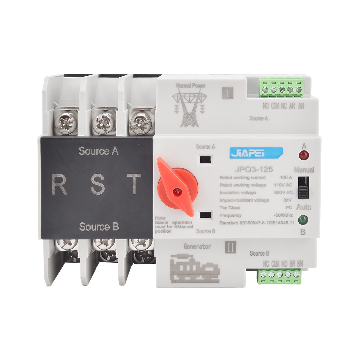 Snapklik.com : 3P 100A AC110V Mini ATS Dual - Power Switch: Automatic ...