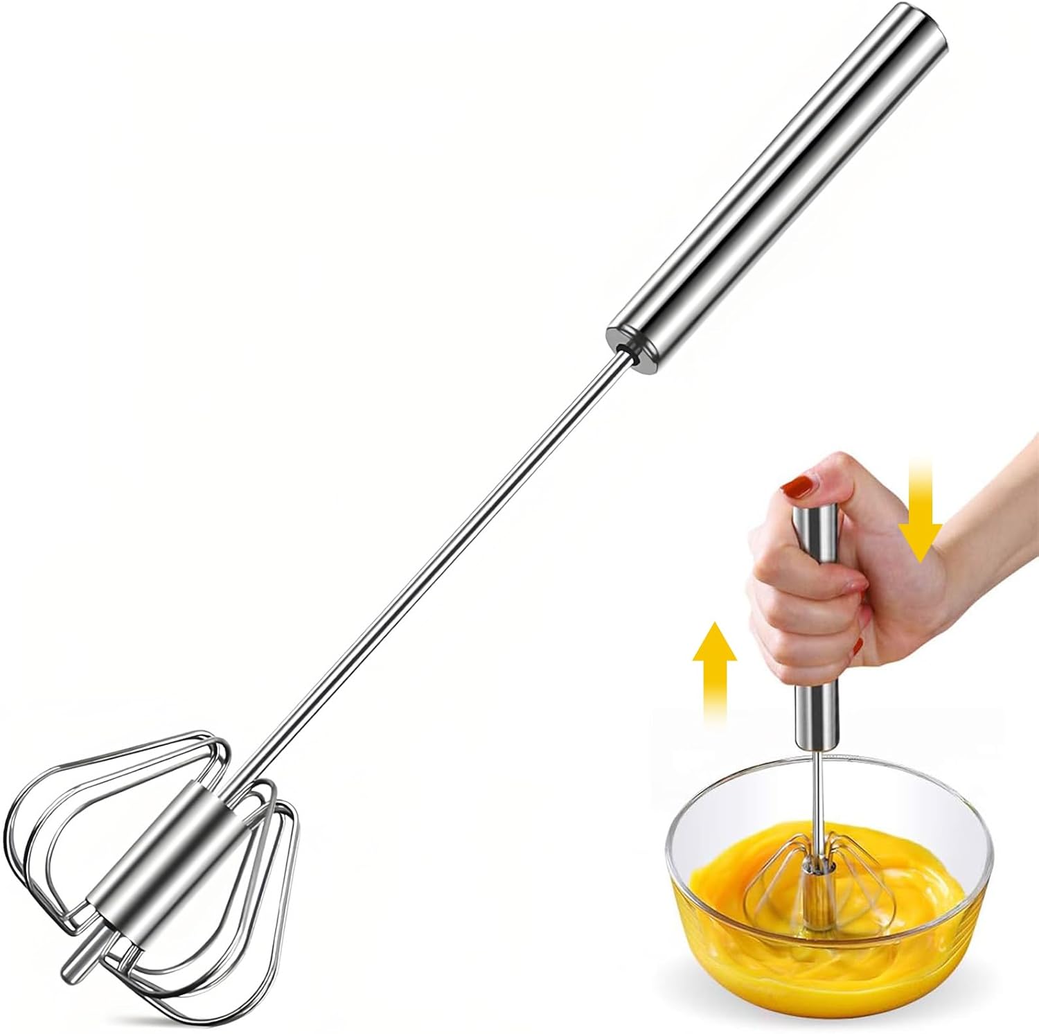Amazon.com: Stainless Steel Semi-Automatic Whisk, 2024 Upgraded ...