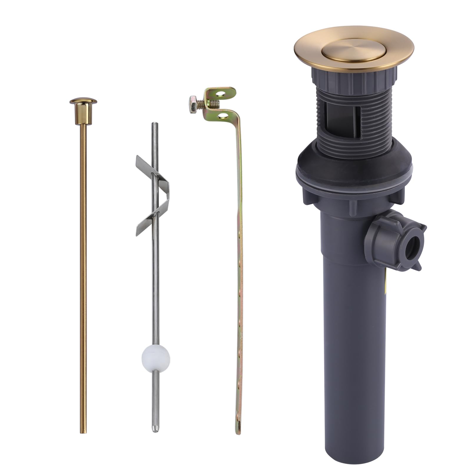 Bathroom Sink Drain with Lift Rod, Brushed Gold Sink Drain with ...