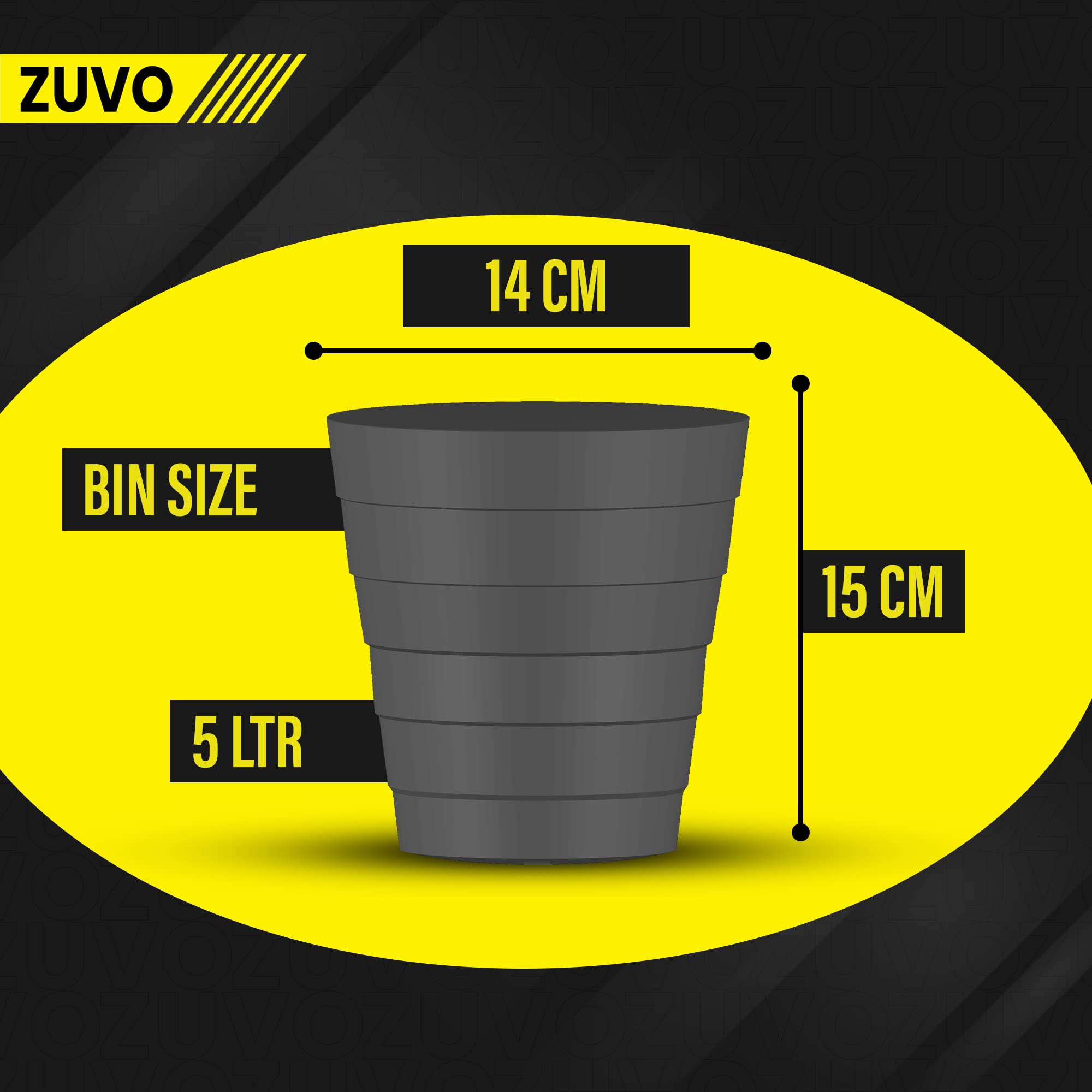 Snapklik.com : Zuvo Plastic Paper Bin 5L - Shatter-Proof Waste Basket ...