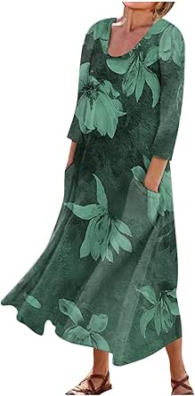 Amazon.com: CMIThi0 Pretty Dresses Women, 3/4 Sleeve Mumu Nightgown for ...