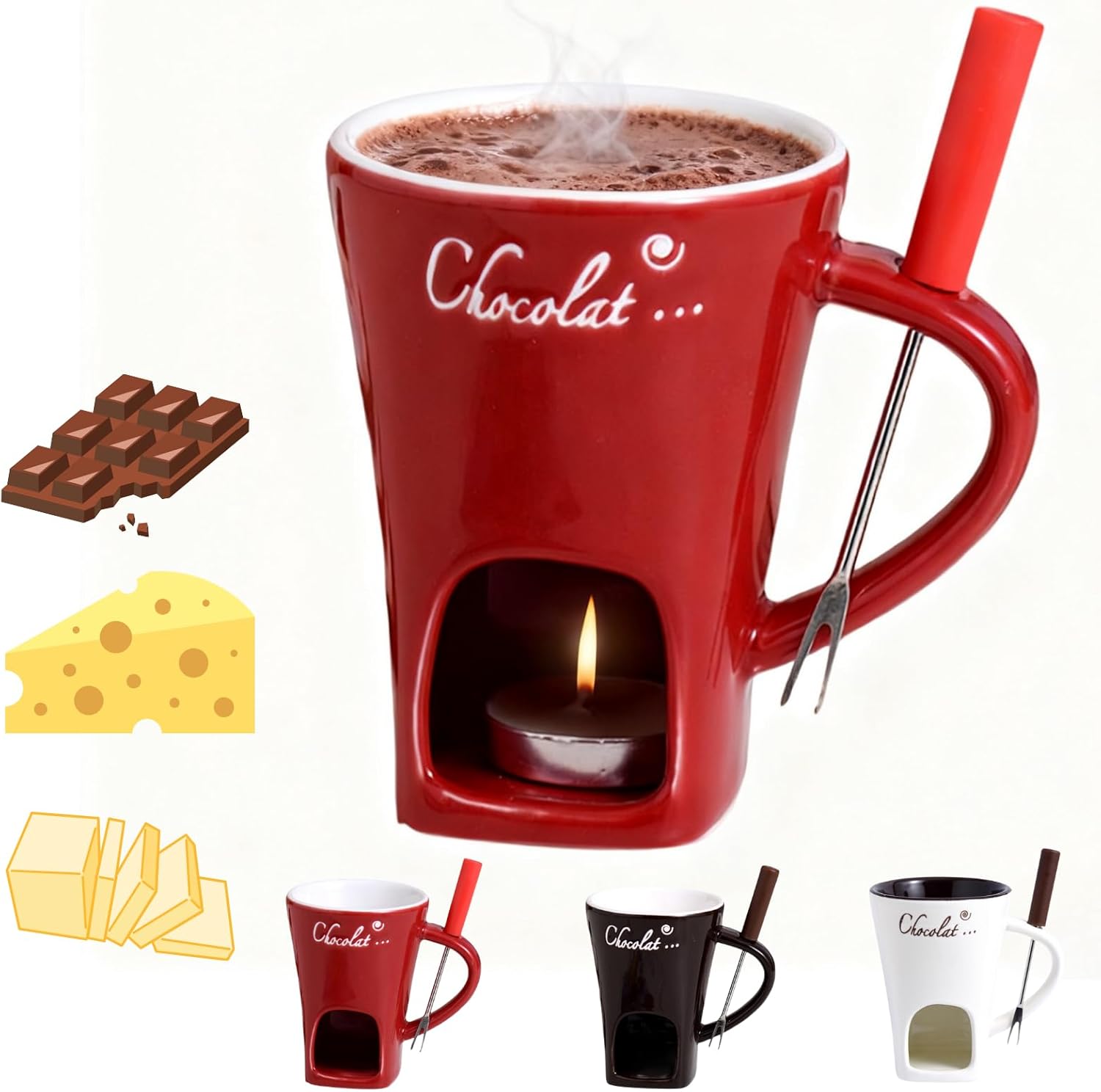 Chocolate Fondue Mug, Chocolate Melting Cup with Forks, Melting Butter ...