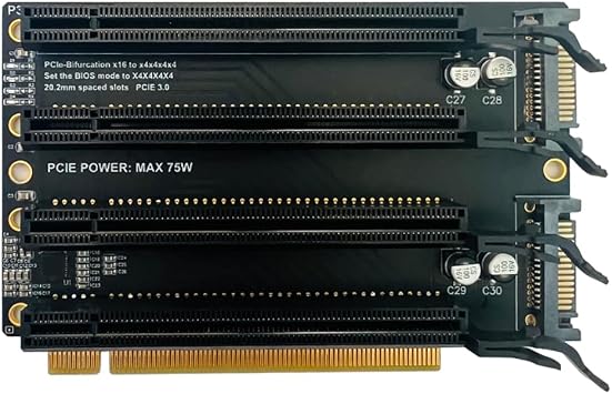 Amazon.com: JMT PCI-E 3.0 x16 1 to 4 Split Card Gen3 PCIe-Bifurcation ...