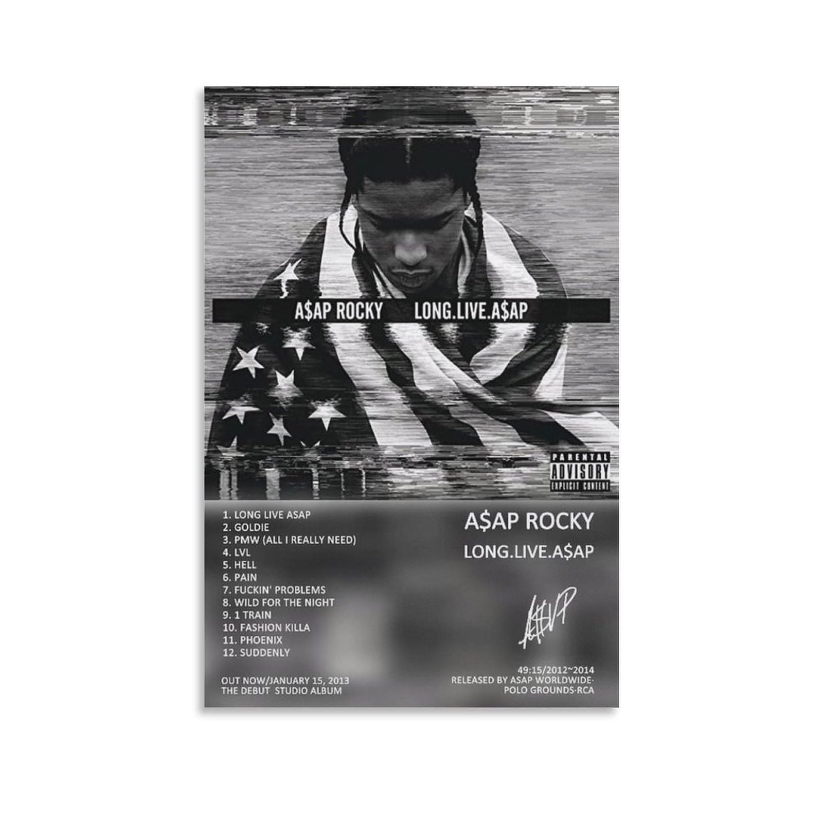 Amazon.com: ASAP Rocky Long. Live ASAP Music Album Cover Canvas Poster ...