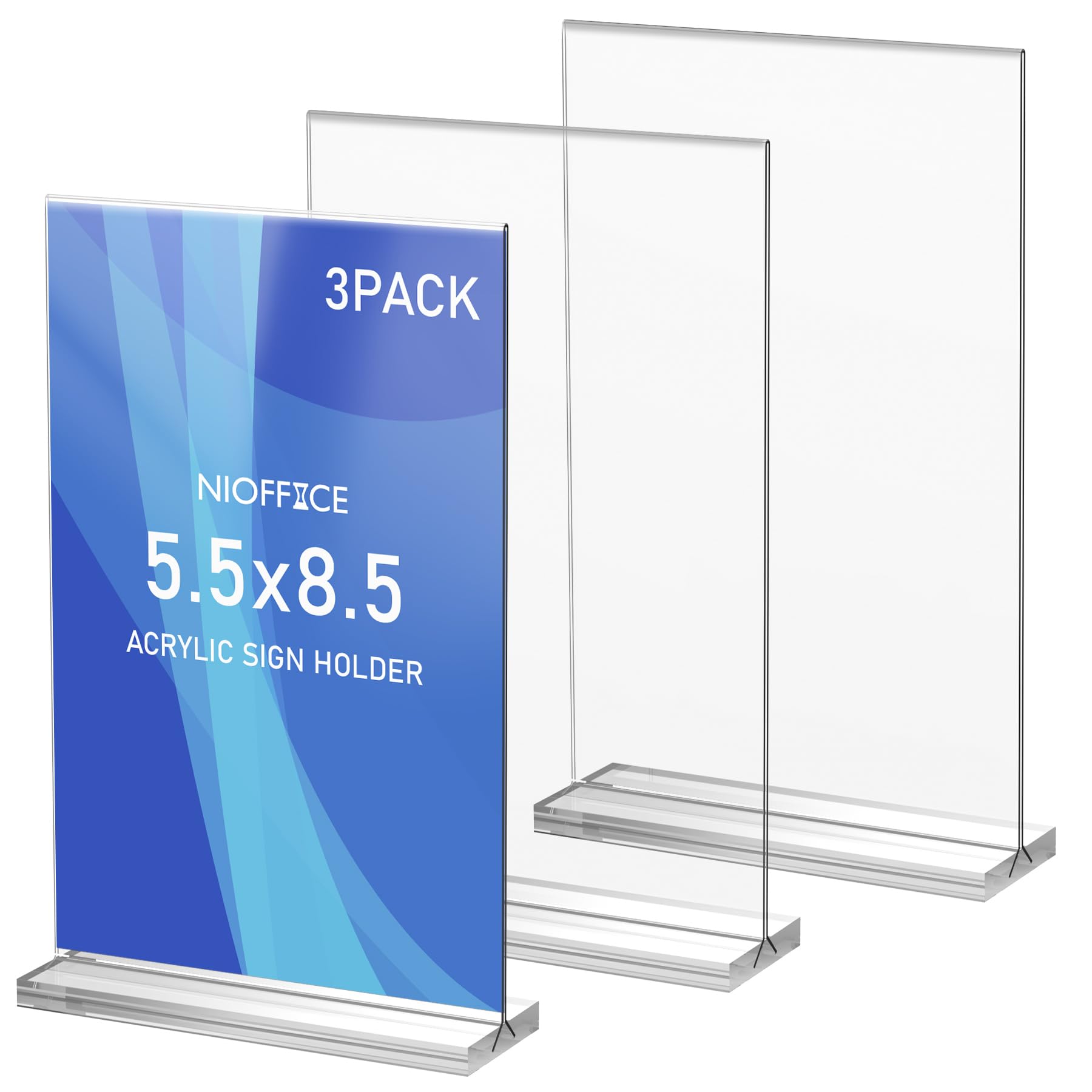 Amazon.com: NiOffice 3 Pack Acrylic Sign Holder 5.5x8.5 In, T Shape ...