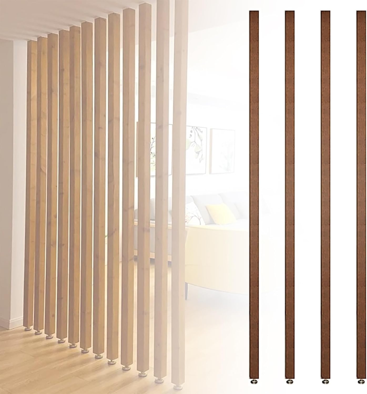 Wall Partition Room Divider Floor To Ceiling Wooden Slats, 160 180 200 ...