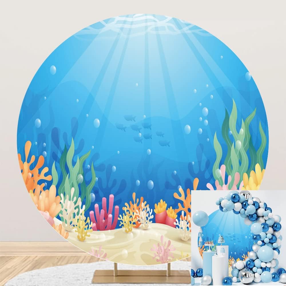 Amazon.com : Leyiyi 7.2x7.2ft Under The Sea Round Backdrop Cover ...