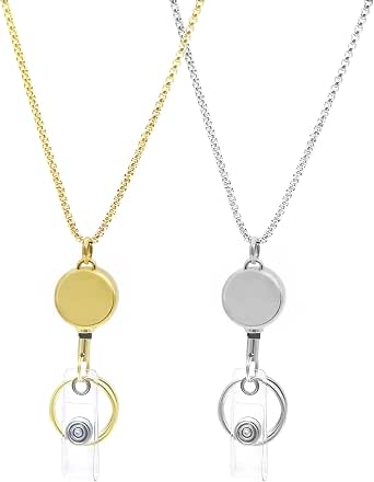 Amazon.com: Sopopal Retractable Lanyards for ID Badges 2 Pack Necklace ...