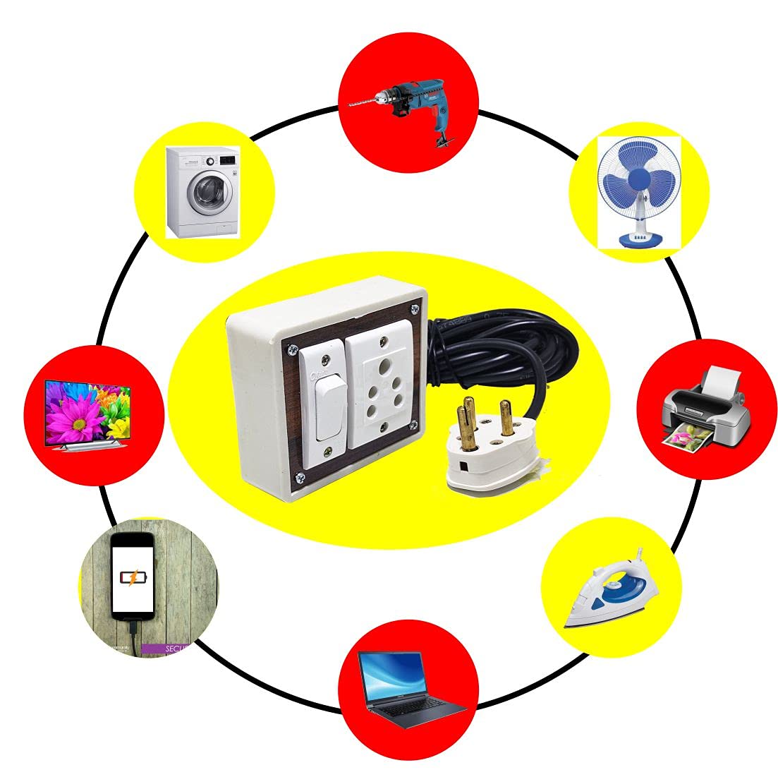 Buy Skywell Plastic Material Portable Electric Switch Board Spy Guard ...