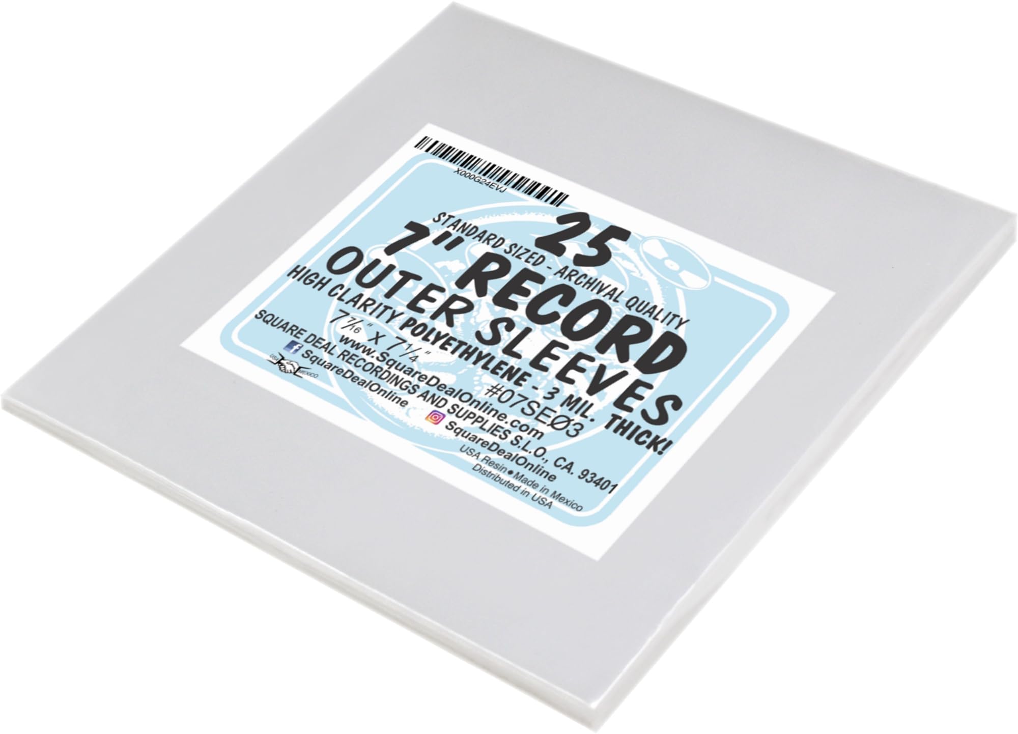 Amazon.com: (25) 7" Slim Fit Record Outer Sleeves - 3 Mil Thick ...