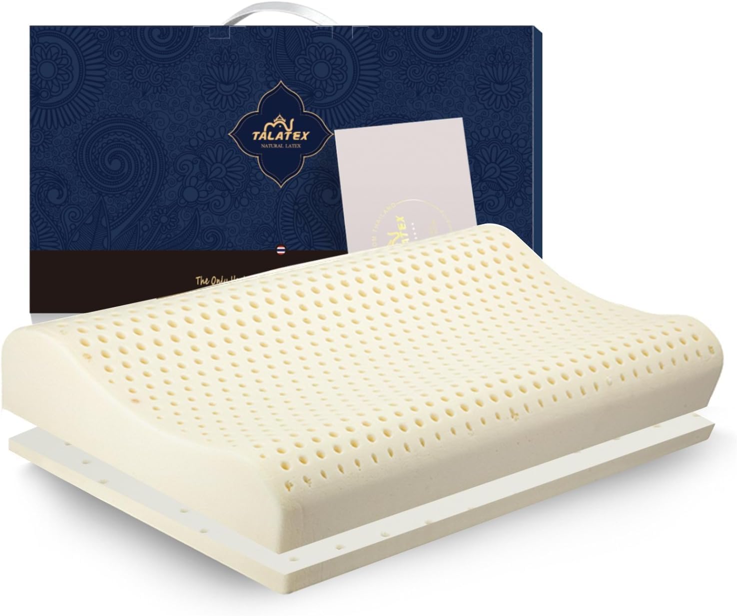 TALATEX 100% Natural Premium Latex Pillow, Adjustable Orthordic ...