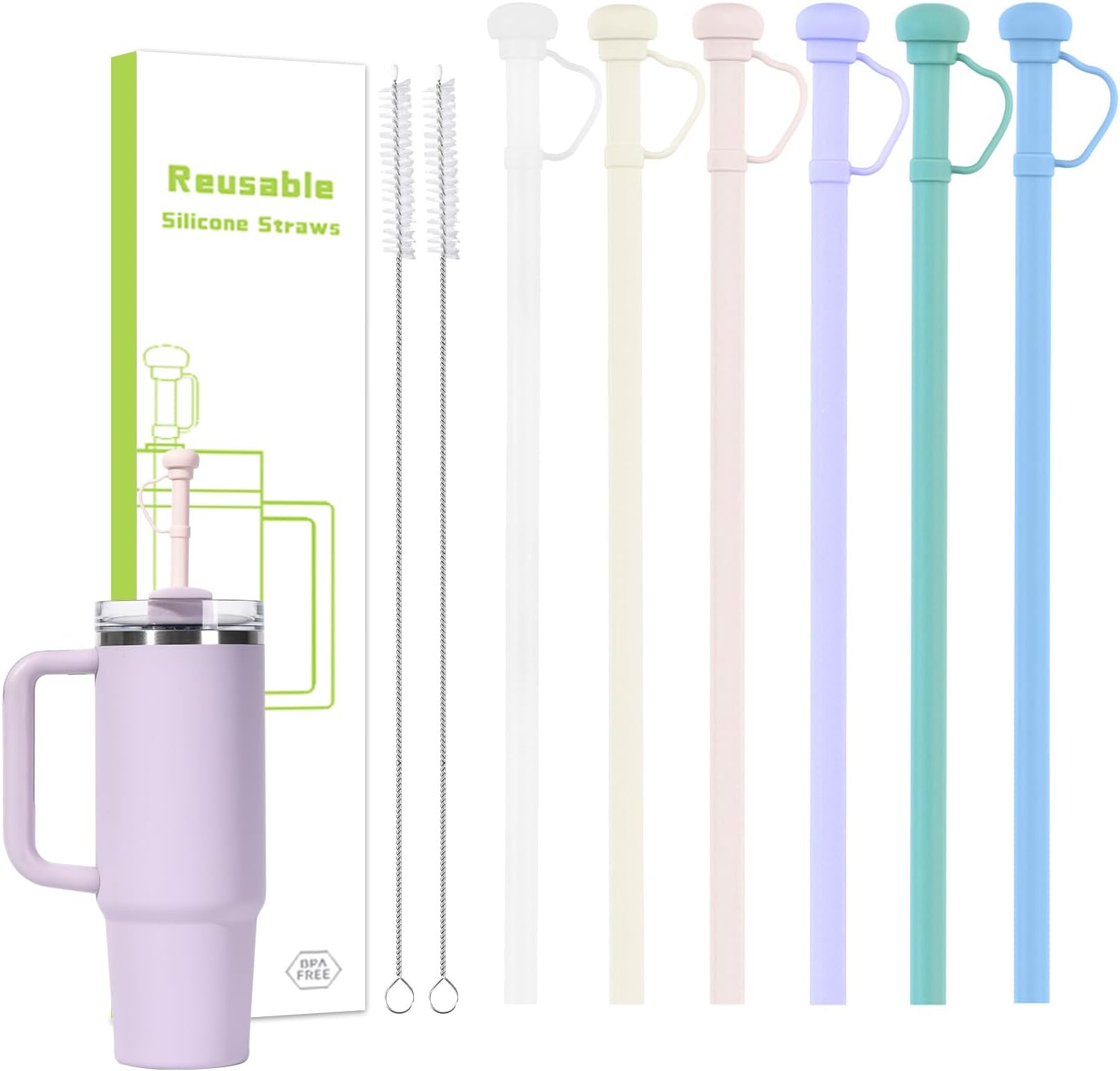 Amazon.com: Reusable Straws Silicone with Straw Cover, 12 inch Long ...