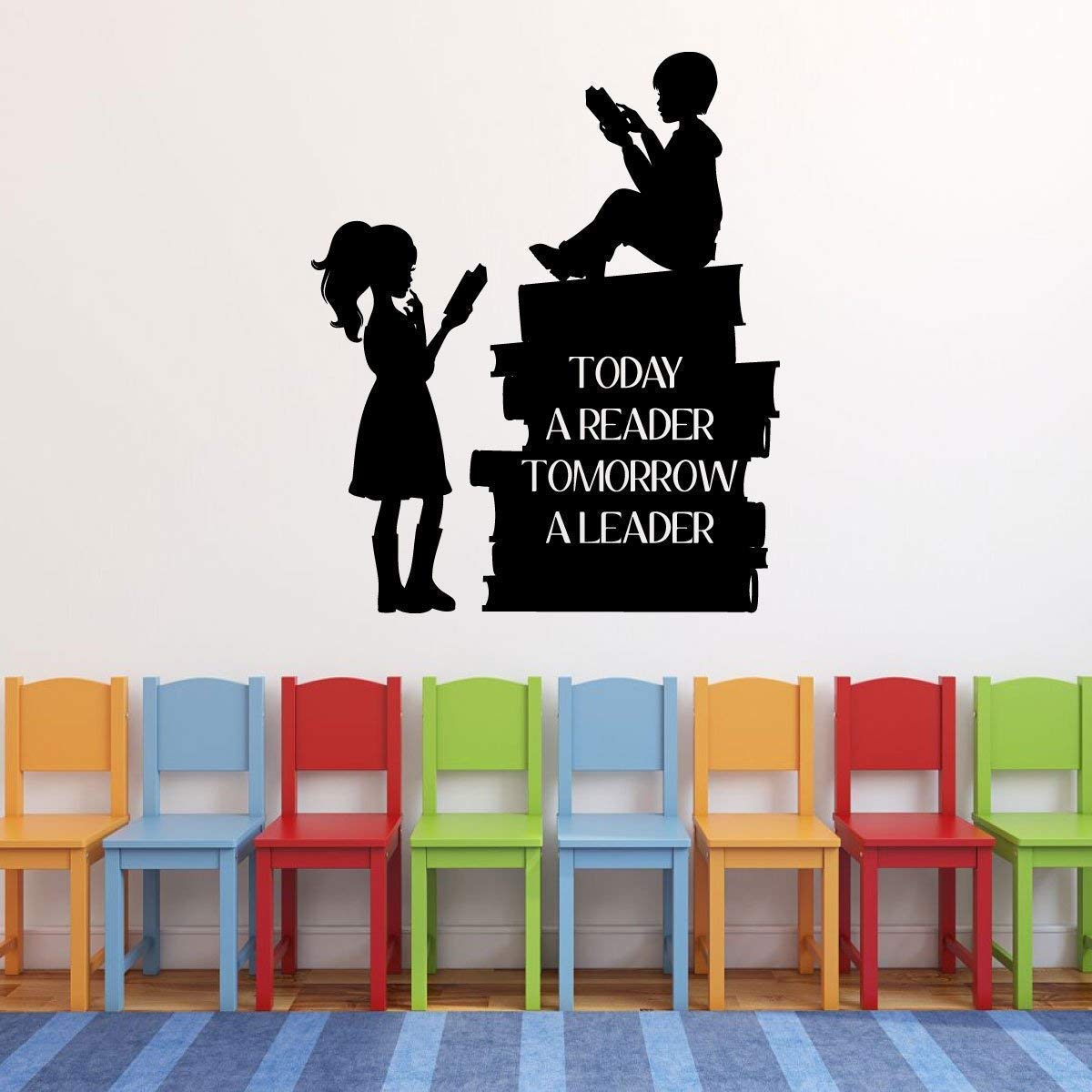 Amazon.com: Today a Reader Tomorrow a Leader Quote Wall Decal with Girl ...