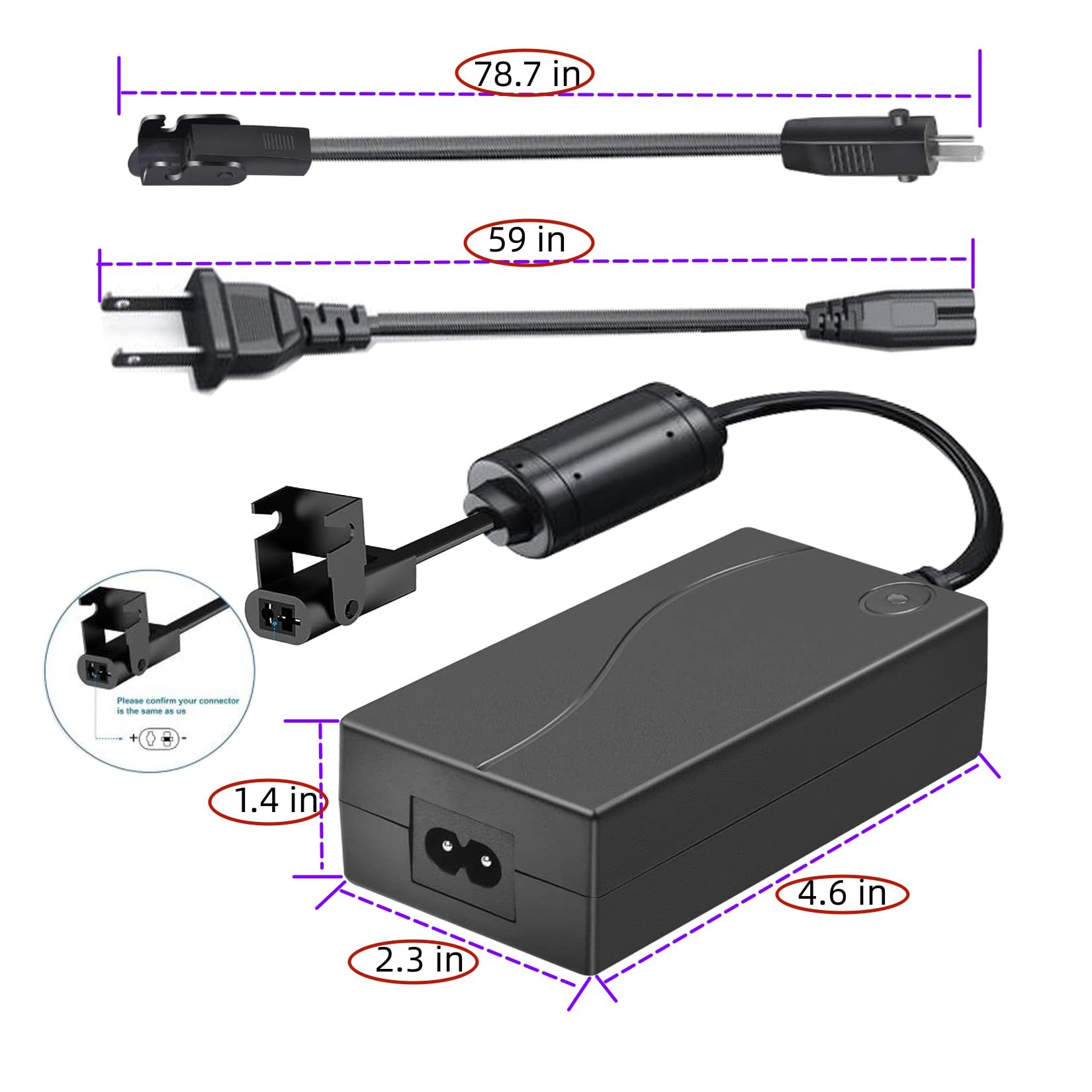 Snapklik.com : ANYINELEC Power Cord For Recliner Chair - 2-Pin Power ...