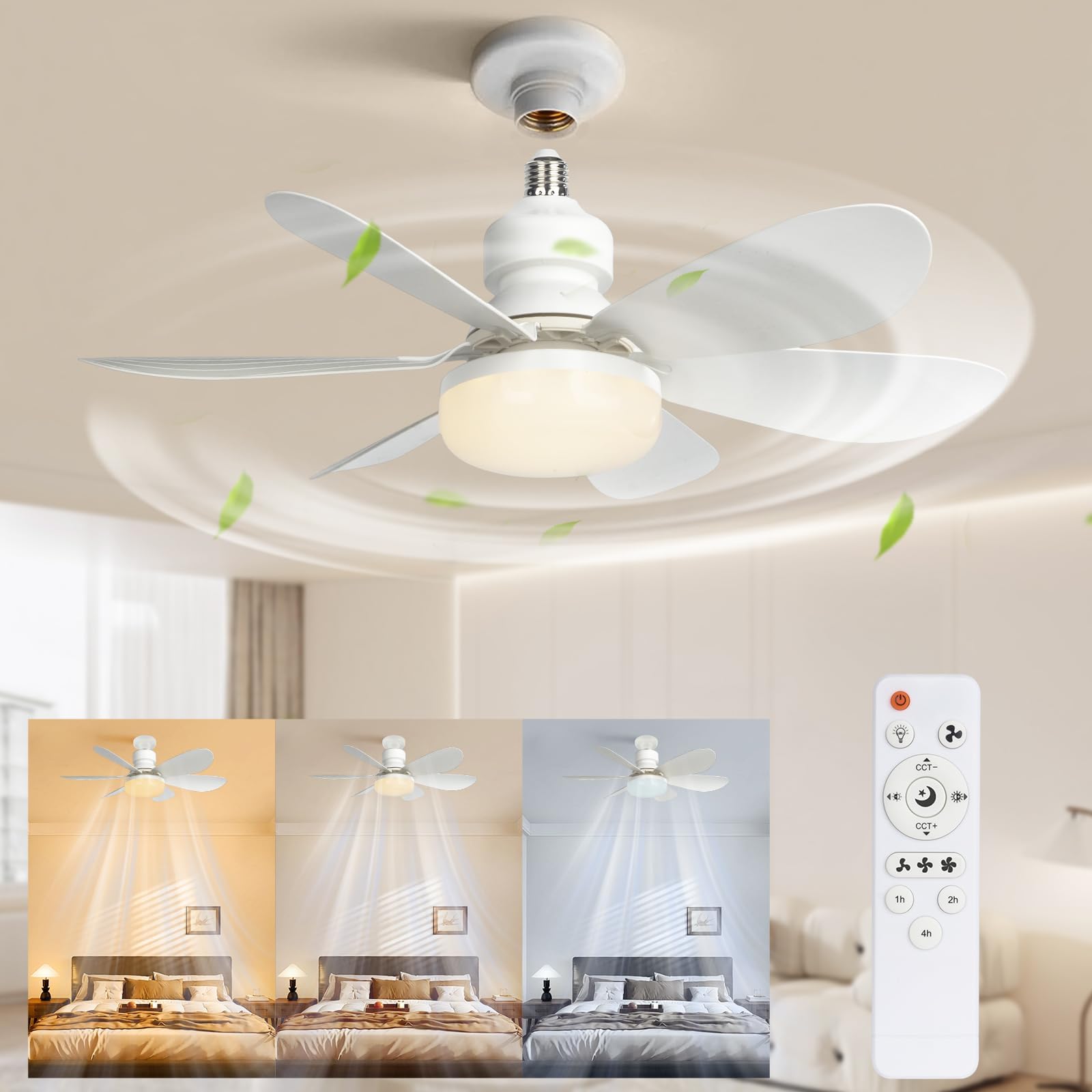 DGO Socket Fan Light Ceiling Fans with Lights and Remote Control ...