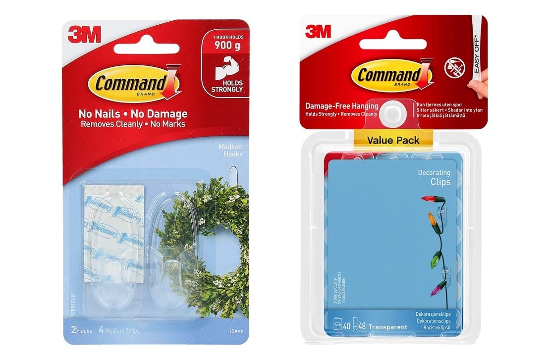 Command Clear Decorating Clips for Christmas and Fairy Lights, Value ...