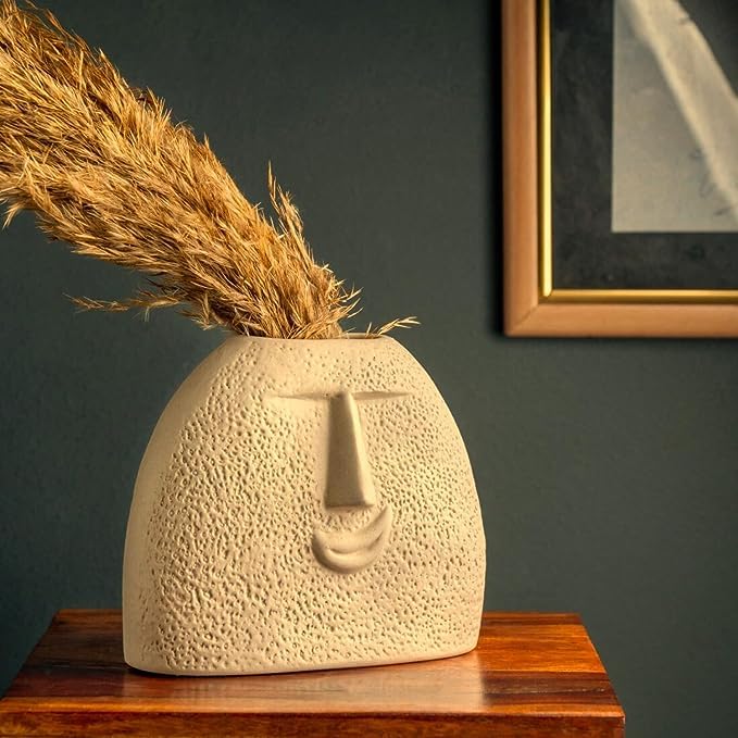 Buy URBAN SENSE | Ceramic Smirking Face Vase - Modern Decorative ...