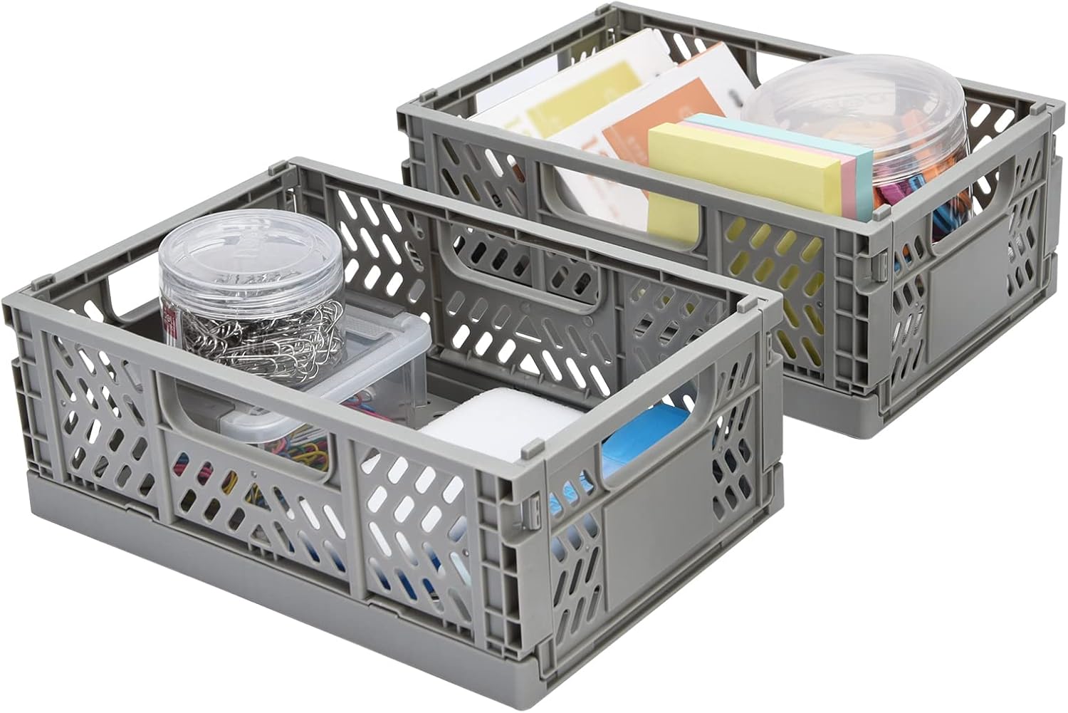 Small Storage Baskets 3 Pack, YETTA Foldable Plastic Storage Boxes ...