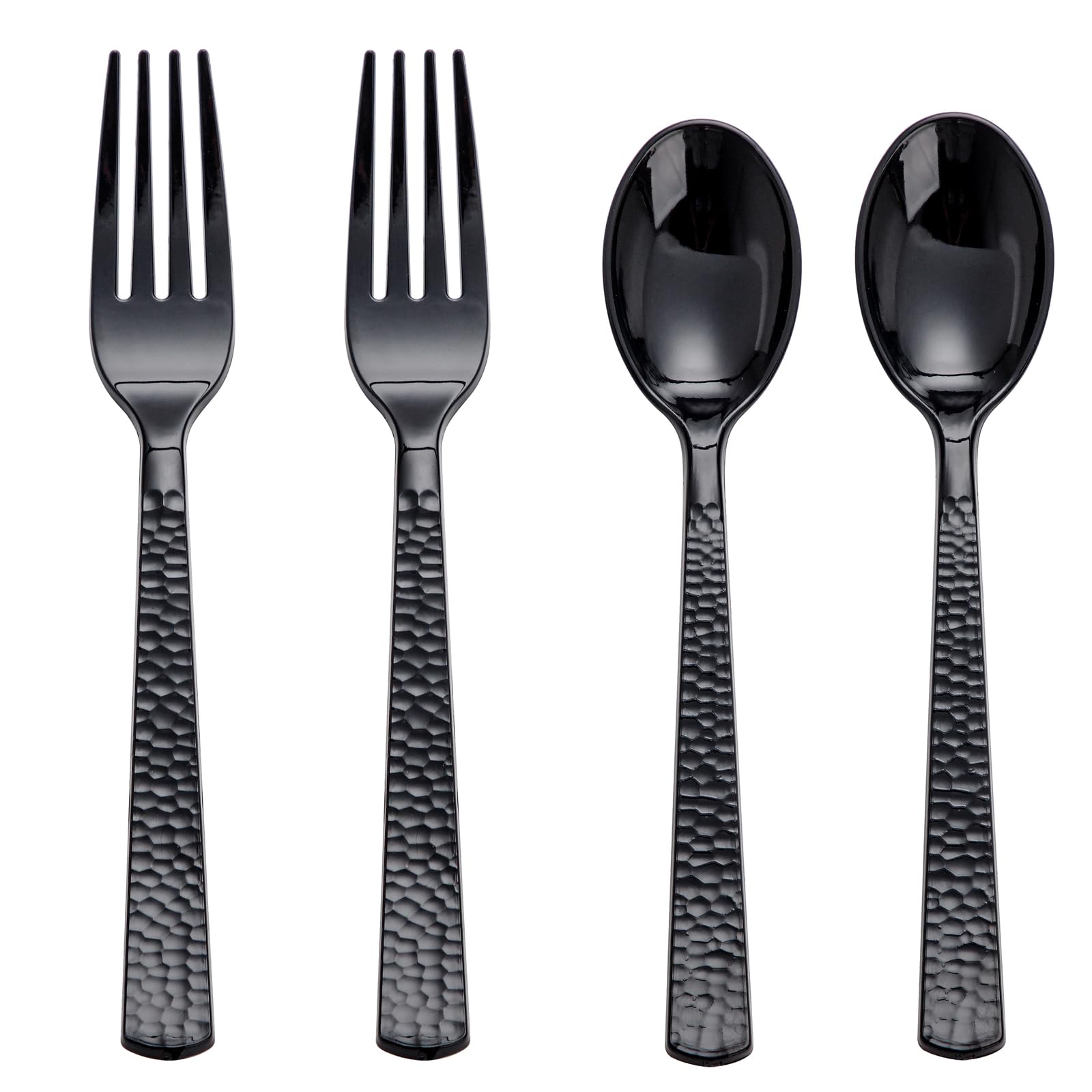 Amazon.com: KIRE 400PCS Black Plastic Spoons and Forks Disposable ...