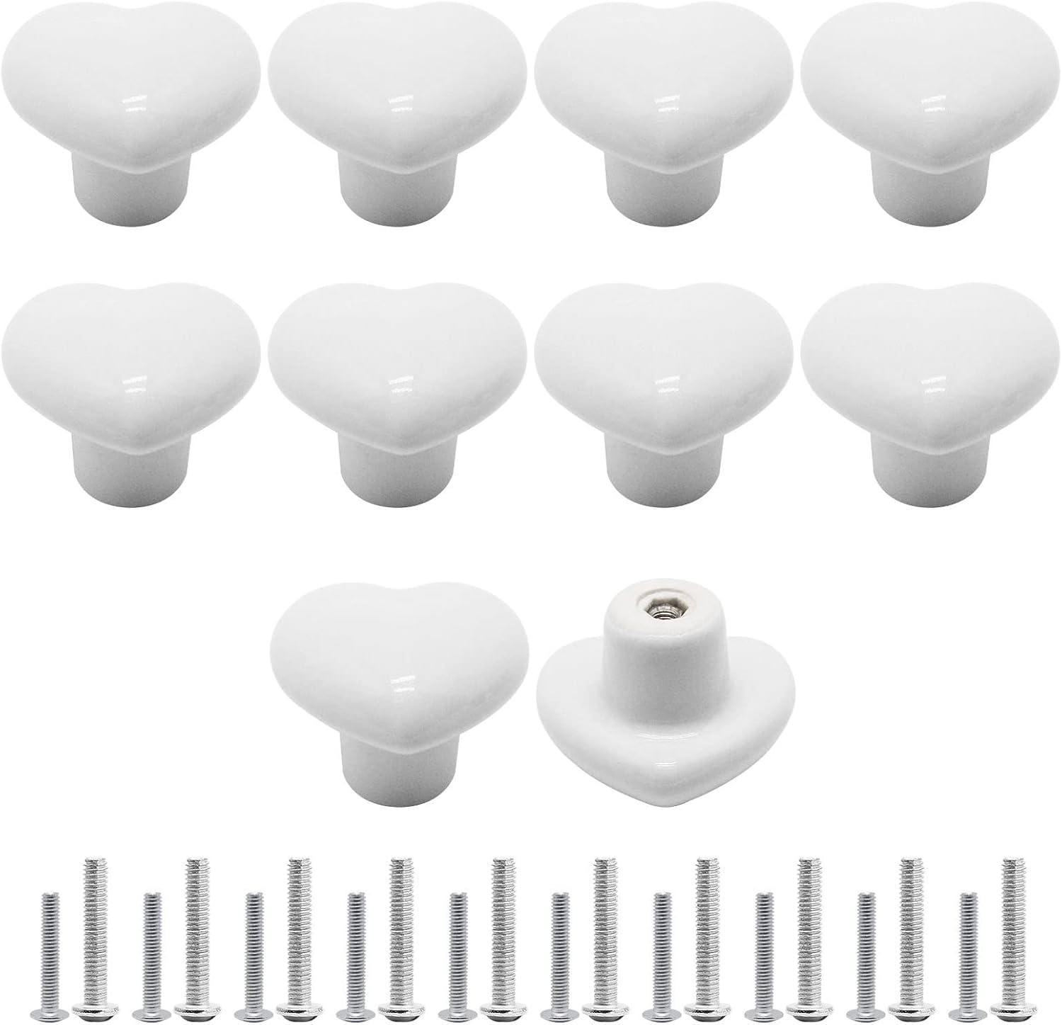 Amazon.com: SWZHAI 10 Pcs White Ceramic Cabinet Knobs, Heart Shaped Drawer Knobs Kitchen Cabinet ...