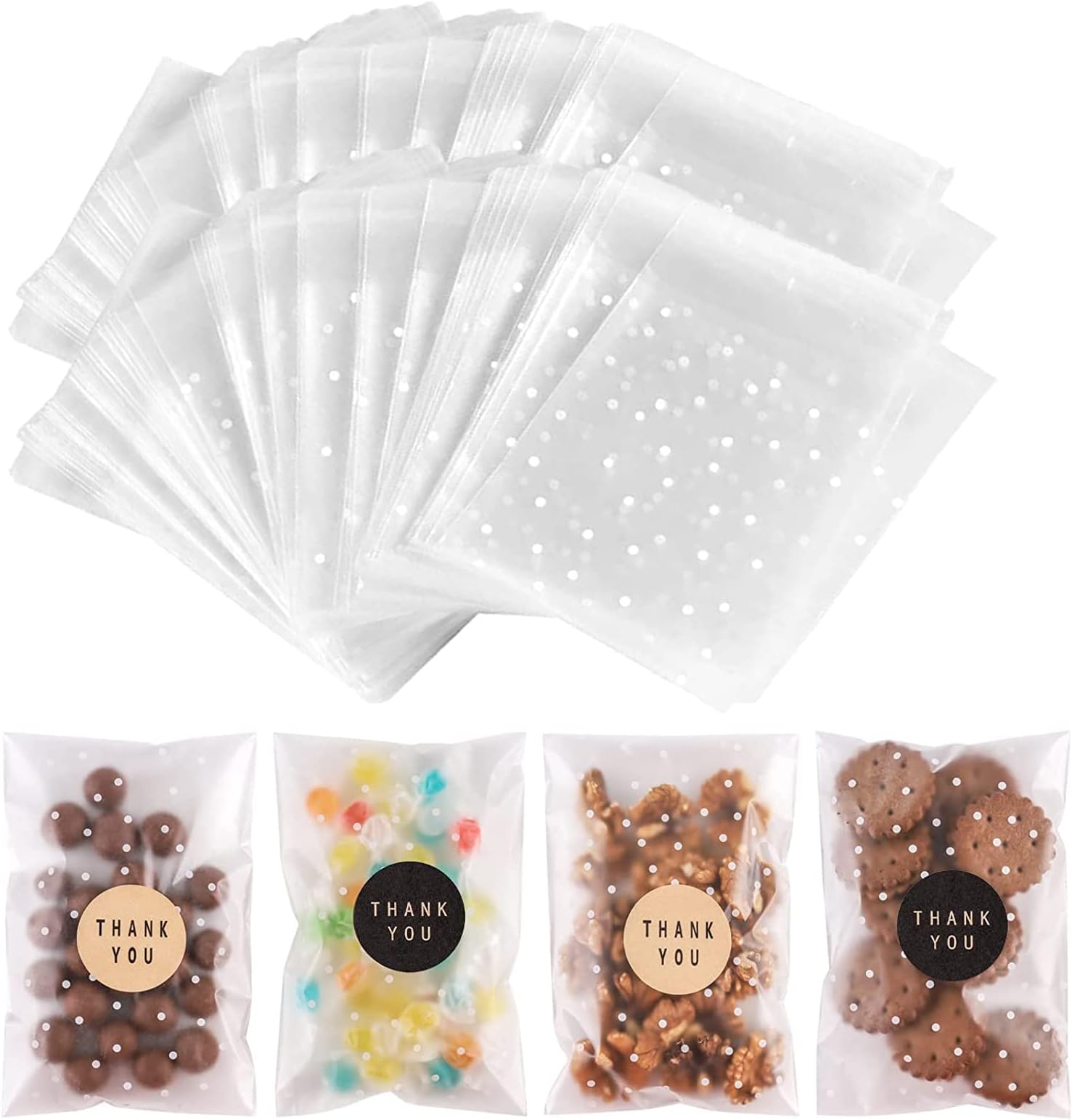 Amazon.com: YunKo 100PACK Cookie Bags for Gift Giving and 200 Pack Self ...