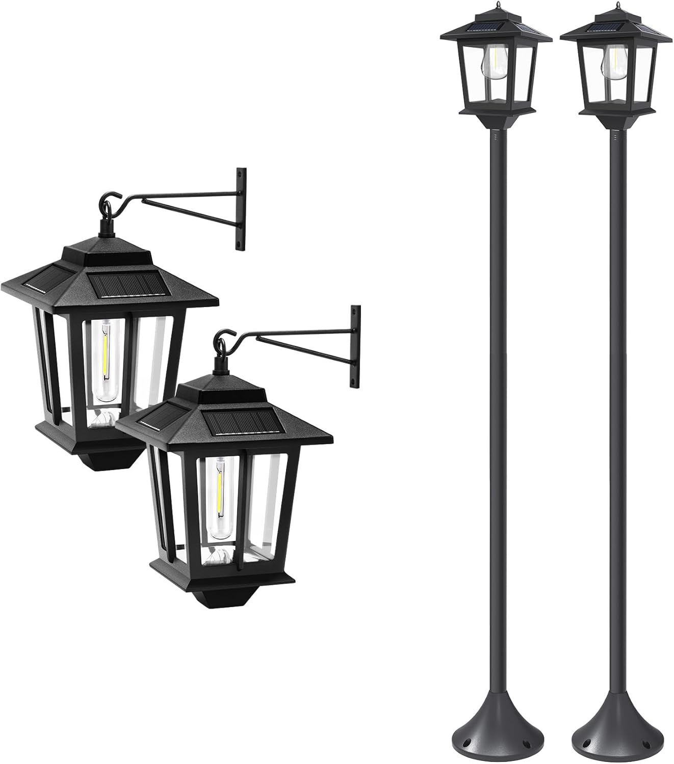 PASAMIC Solar Lamp Post Lights 2Pack and Hanging Solar Lantern - Amazon.com
