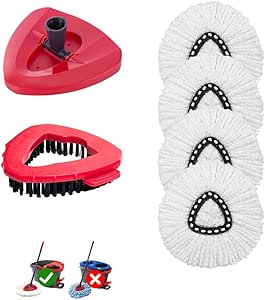 4-Pack Spin Mop Head Refills for Vileda with 1 Base Head and 1 Mop ...