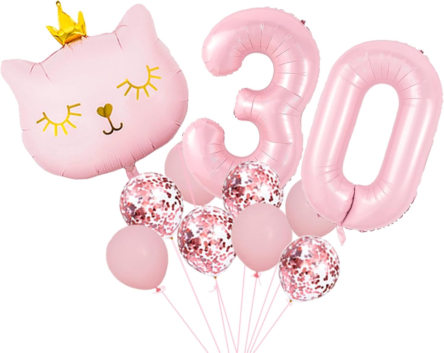Amazon.com: 40 Inch Pink Number 30 Balloons, Cat Balloons Pink Birthday ...