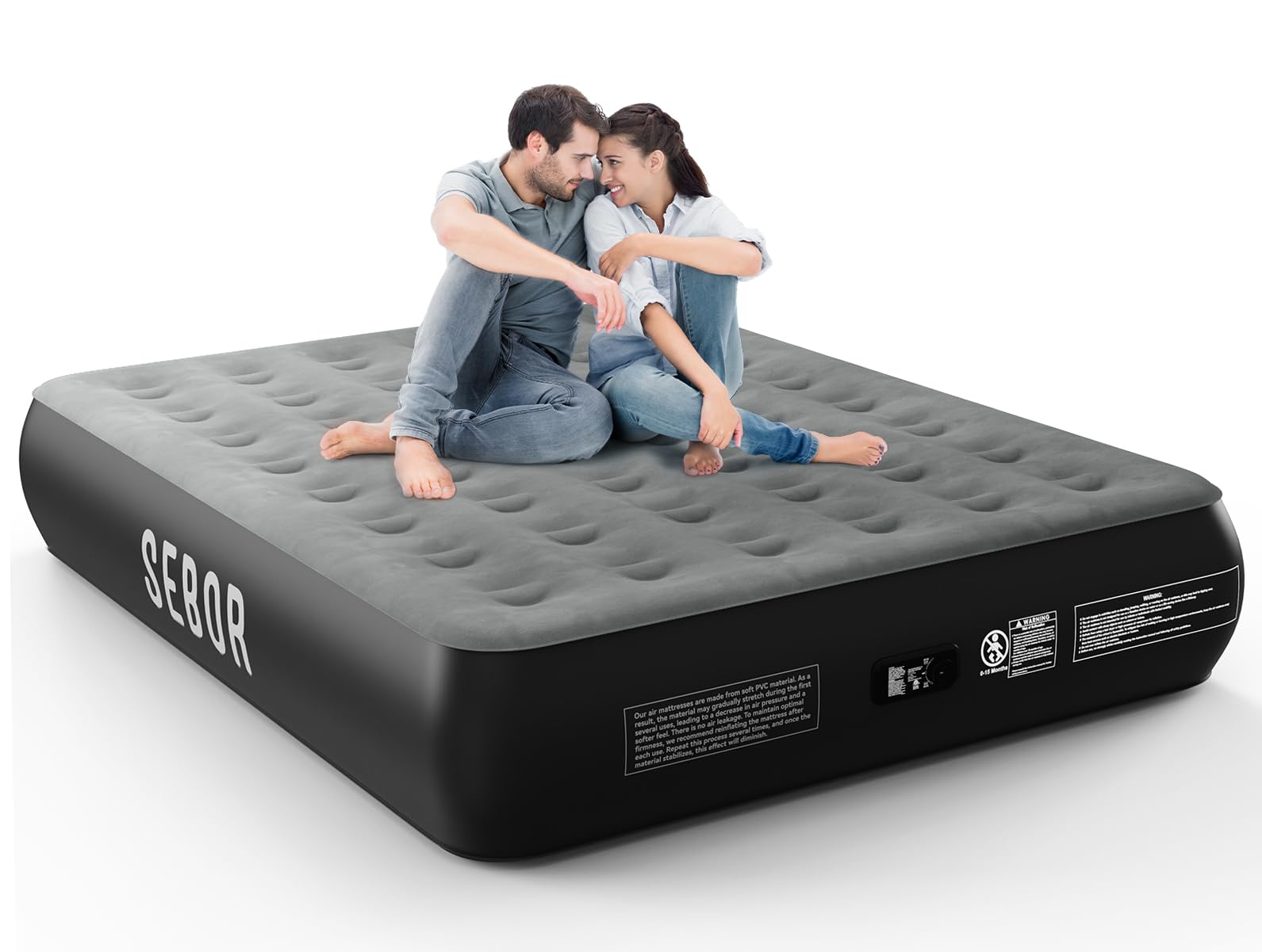 Amazon.com: Sebor Queen Air Bed with Built-in Pump, 13" Durable Self ...