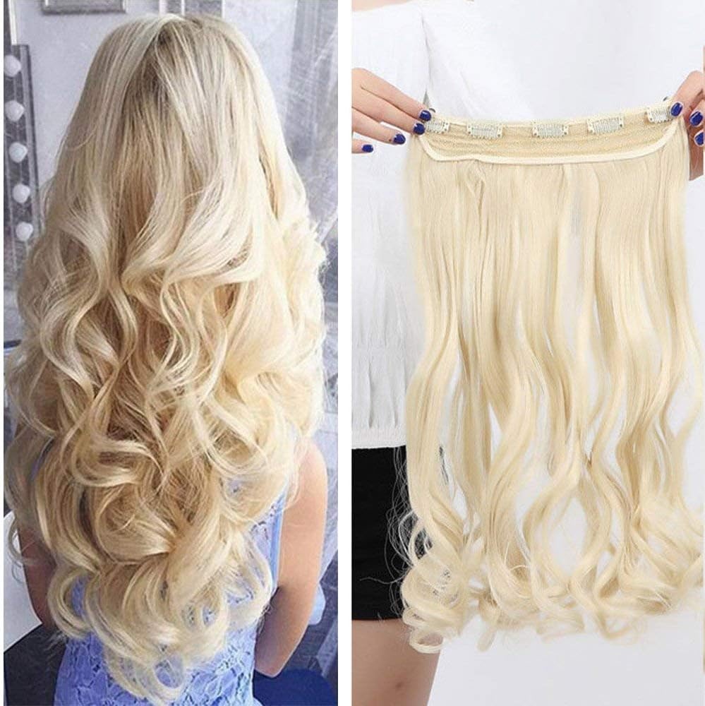 24" Clip In Hair Extensions One Piece Curly 3/4 Full Head Hairpieces ...