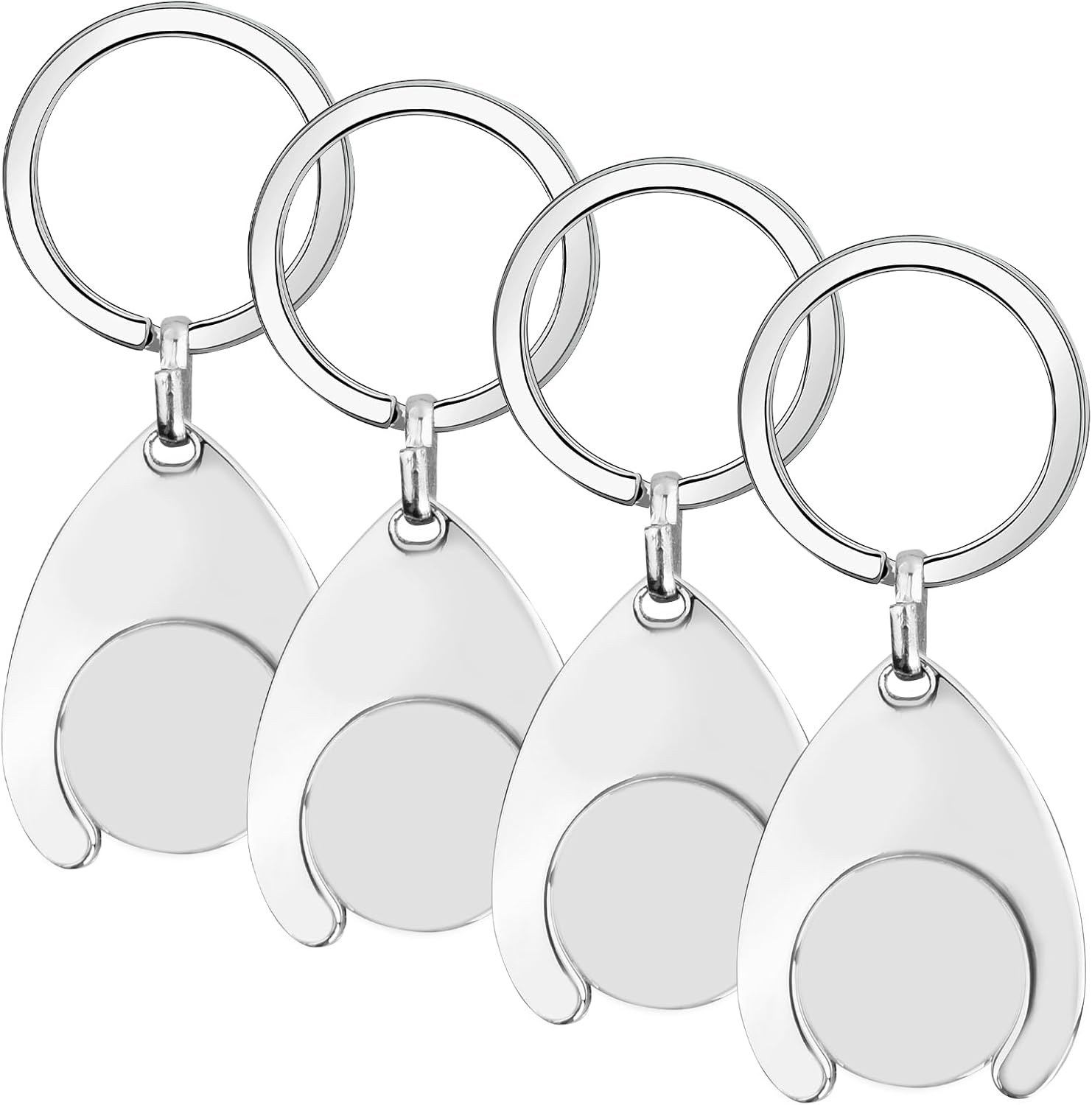 4-Pack Trolley Token Coin Keyring - Metal Keychain for Shopping Carts ...