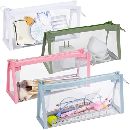 Amazon.com: TIE-DailyNec 4 PCS Pencil Cases Pen Pouch Clear Transparent ...