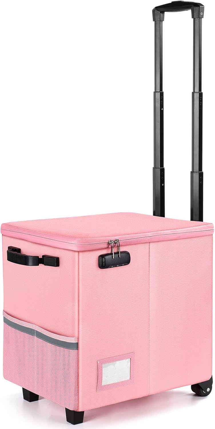 Amazon.com: Fireproof File Box with Wheels and Telescopic Handle ...