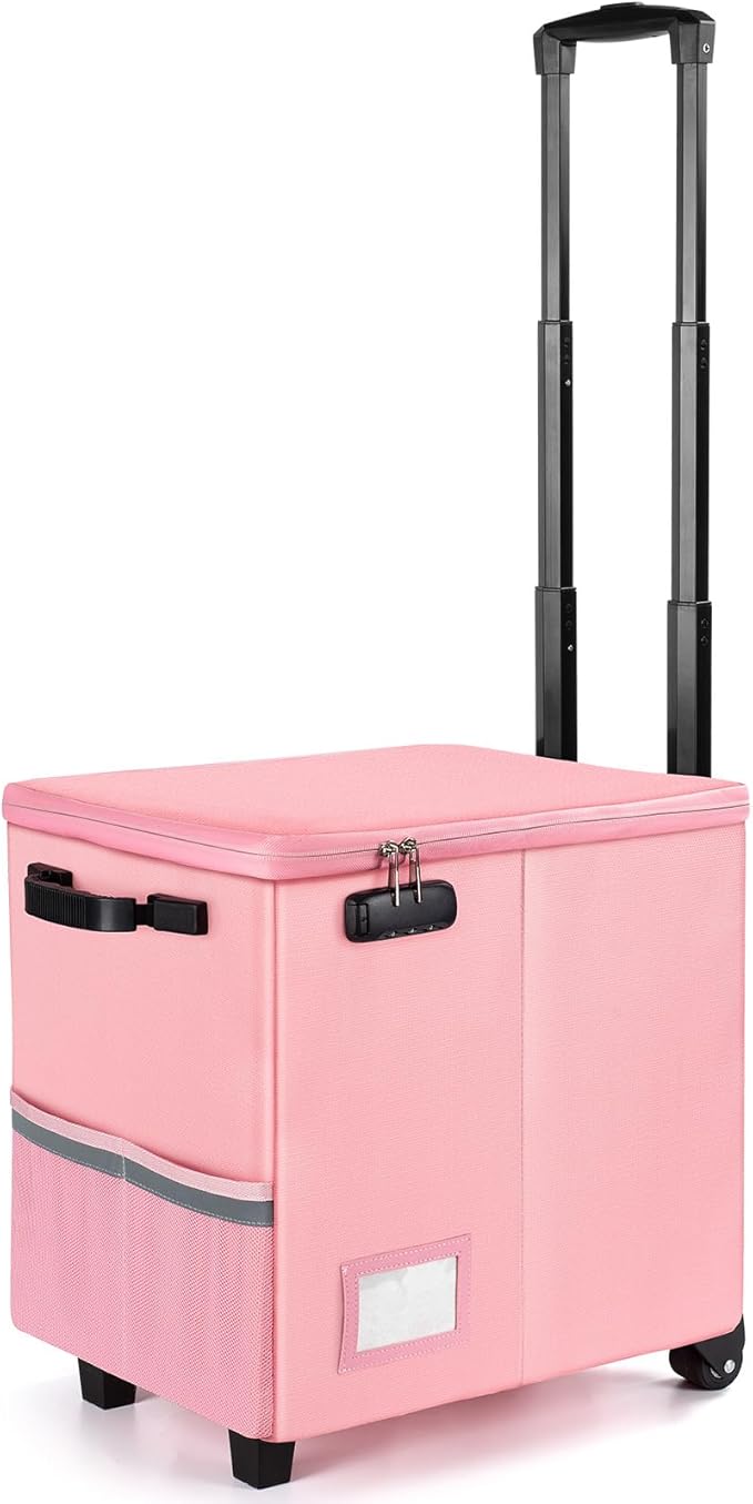 Amazon.com: Fireproof File Box with Wheels and Telescopic Handle ...