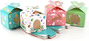 12pcs Easter Cardboard Treat Boxes with Window, 3.7x3.7x2.8" Easter ...
