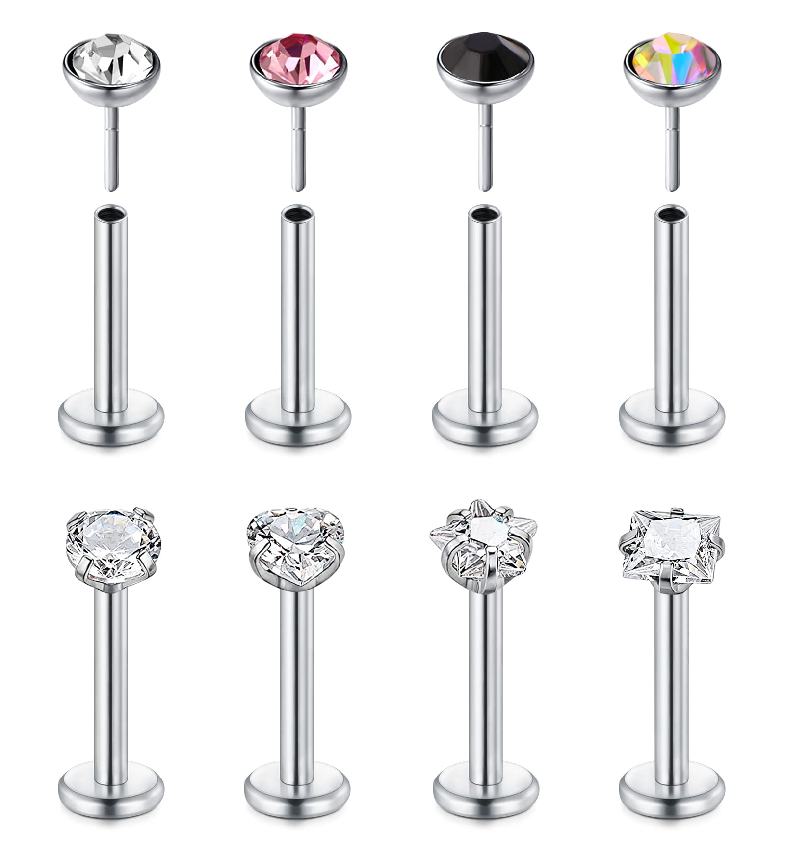 Snapklik.com : 18G 20G Threadless Push In Nose Rings For Women Nose ...