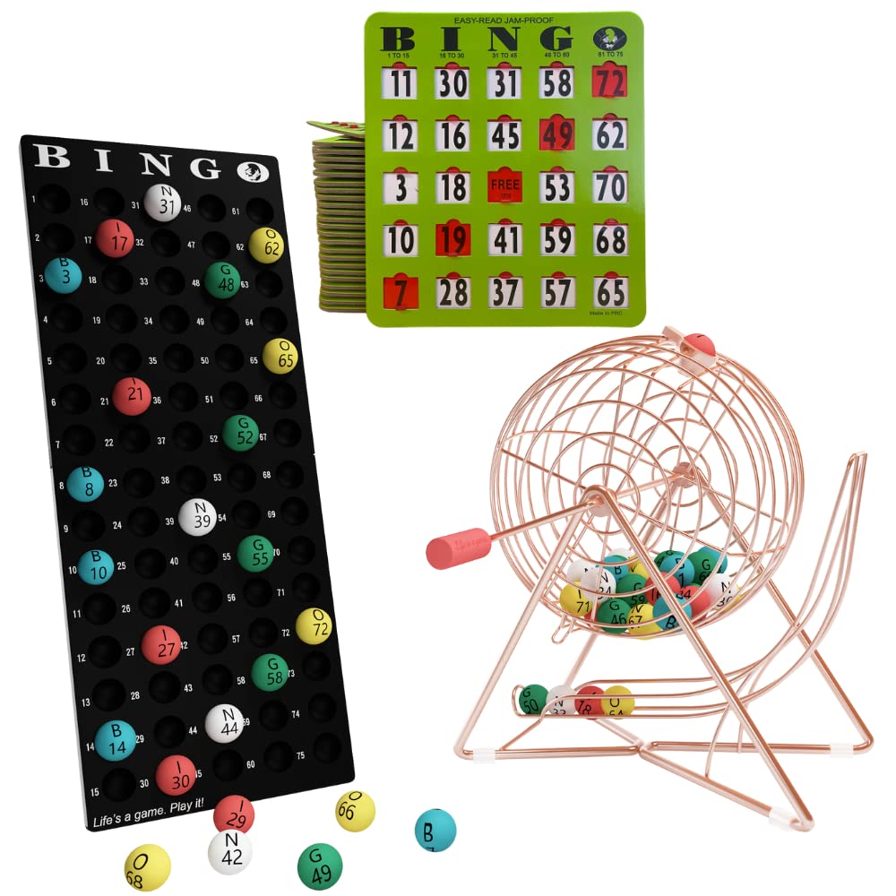 Buy MR CHIPS Bingo Cage and Balls Set with 10 Shutter Slide Bingo Cards ...