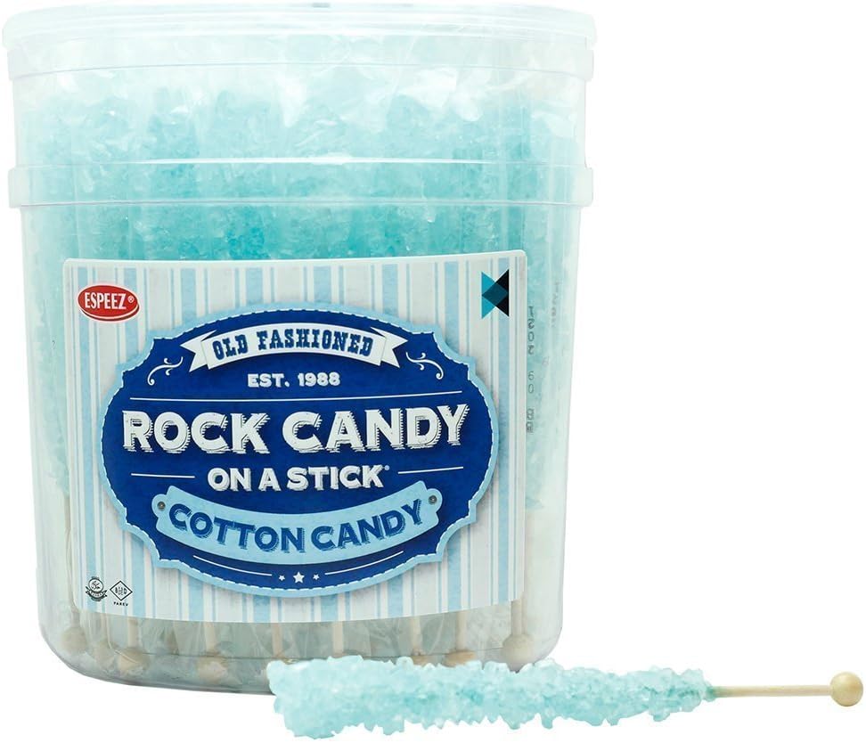 Amazon.com : Extra Large Rock Candy Sticks: 36 Light Blue Cotton Candy ...