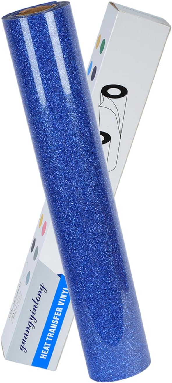 Amazon.com: guangyintong Heat Transfer Vinyl Glitter Royal Blue HTV ...