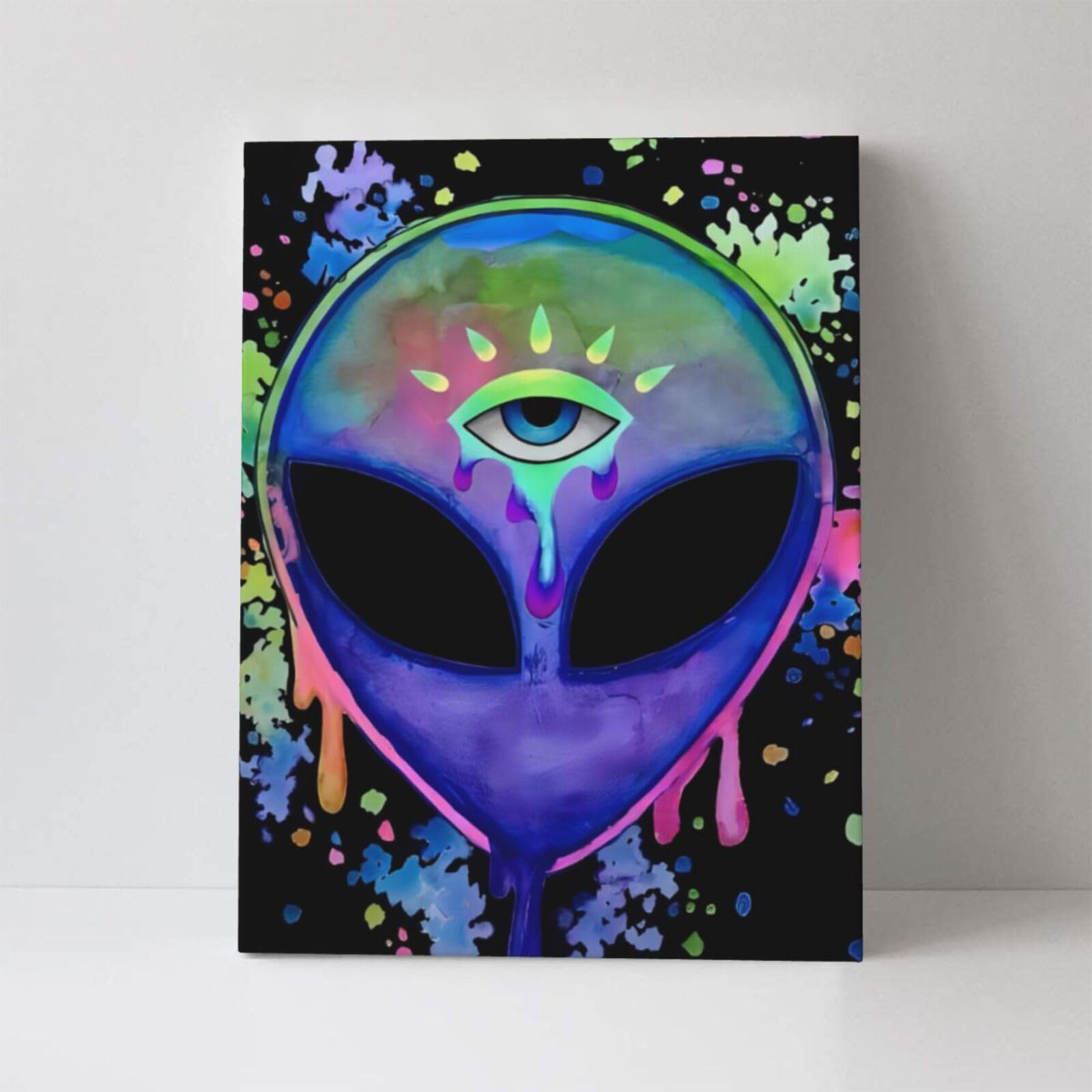 Trippy Canvas Painting Ideas Psychedelic Zig Zag Purple Blue Wall Art