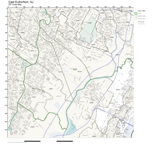ZIP Code Wall Map of East Rutherford, NJ ZIP Code Map Laminated: Amazon ...