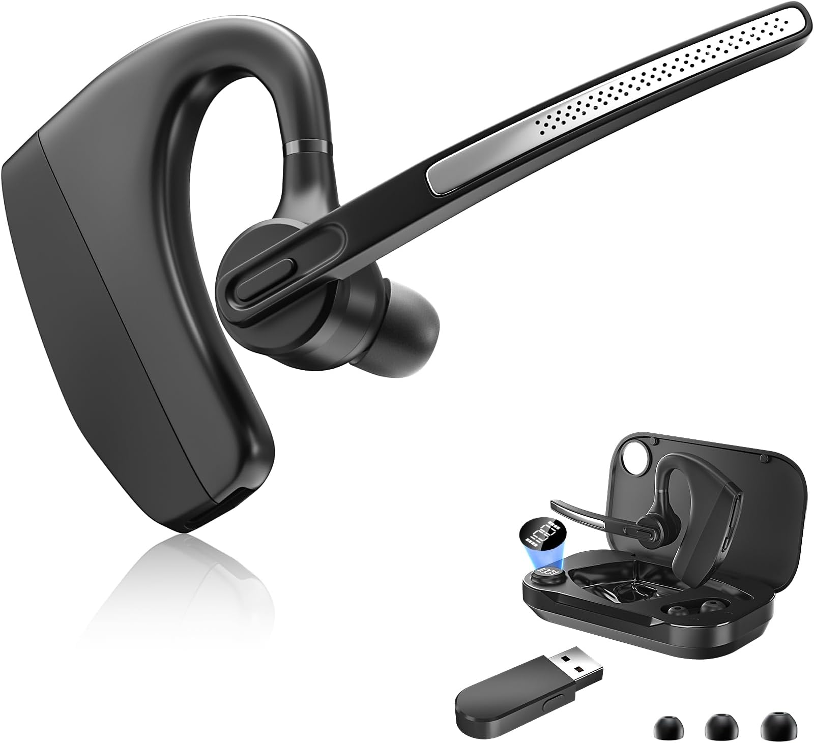 Amazon.com: EKVANBEL Bluetooth Headset V5.3, Wireless Earpiece with ...