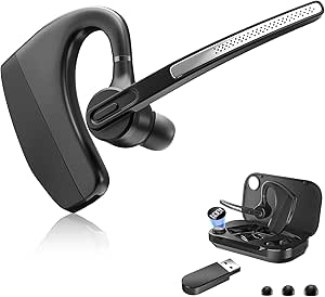 Amazon.com: Bluetooth Headset Wireless Earpiece with 450mAh Charging ...