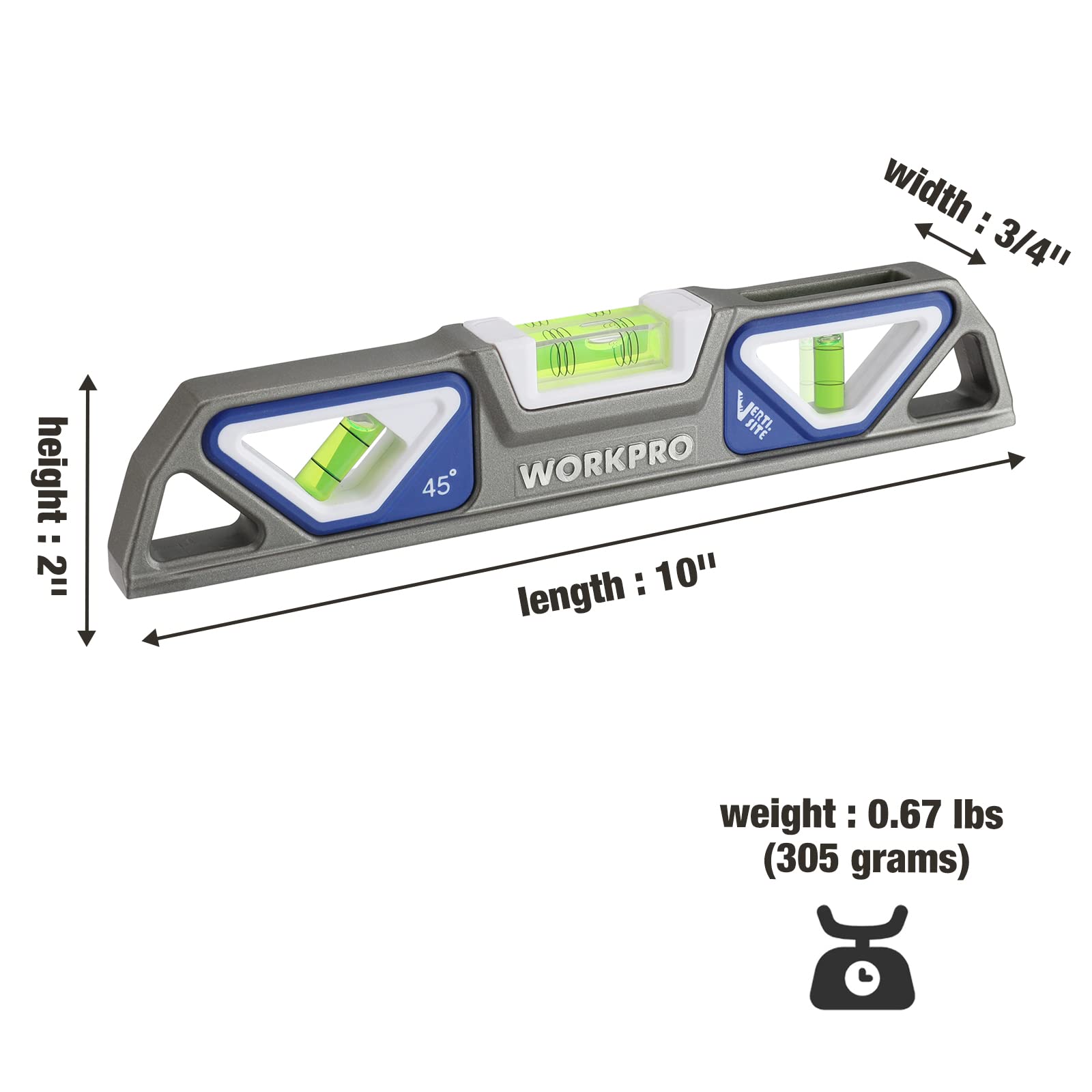 Snapklik.com : 10-Inch Magnetic Torpedo Level, Patented Double-View ...