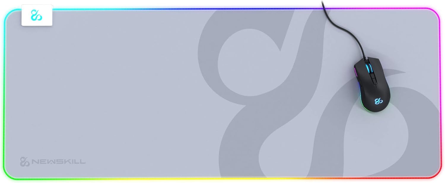 Newskill Nemesis V2 Ivory RGB Gaming Mat with Natural Rubber Base and ...