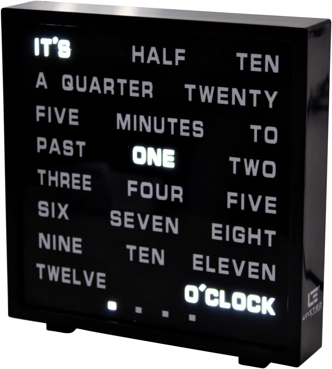 Amazon.de: United Entertainment LED Buchstabenuhr - LED Wort Uhr/Wörter ...