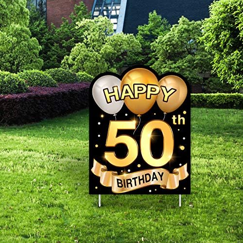 Amazon.com : 2Pcs 50th Birthday Yard Sign Decorations with Stakes ...